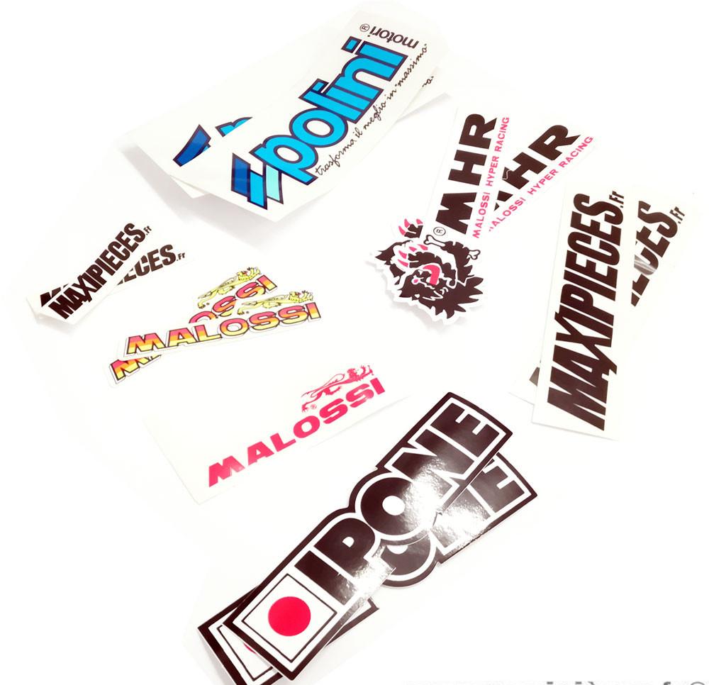 Lot de stickers Maxipièces.fr Malossi Polini IPONE MHR pour scooter ...