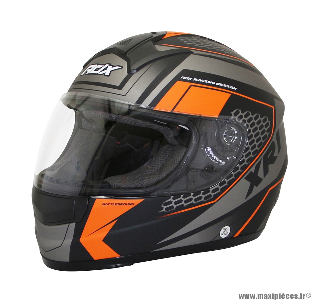 Casque noir/orange fluo mat XS ADX | Moto | Casque Intégral - Maxi ...